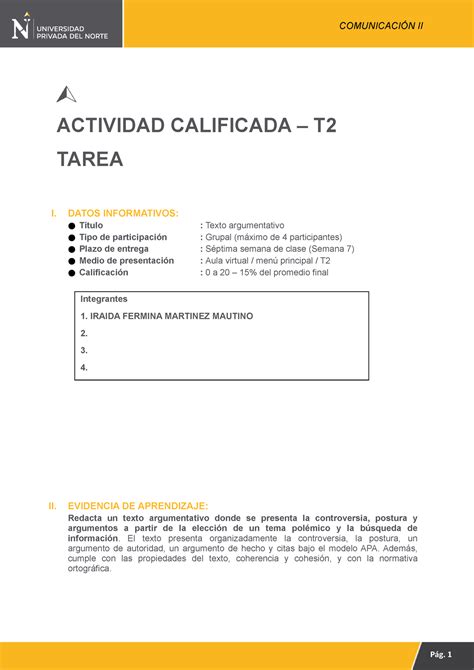 LENG 1002 222 Practica De Evaluacion ACTIVIDAD CALIFICADA T TAREA