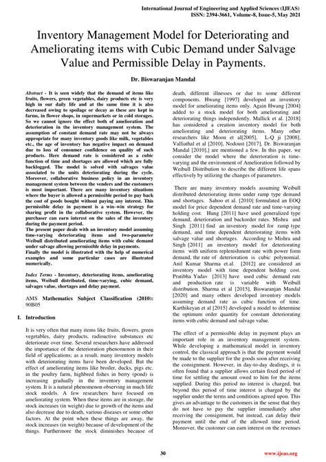 pdf inventory management model for deteriorating and ameliorating items with cubic demand