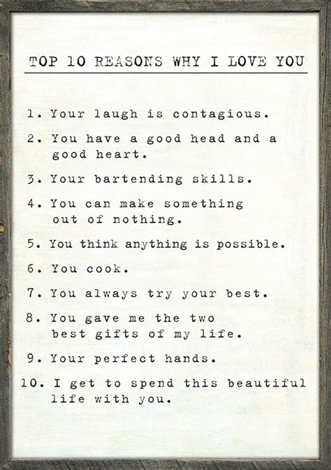 Art Print Top 10 Reasons I Love You 3x4 Reasons Why I Love You