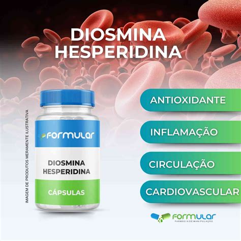 Diosmina 450mg Hesperidina 50mg 60 Cápsulas Problemas na Má Circulação