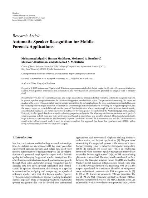 pdf automatic speaker recognition for mobile forensic applications