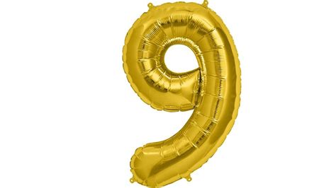 Balon Foliowy Cyfra 9 ZŁOTA 100cm HEL na Urodziny TomDorix