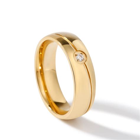 Jeulia Anillo De Hombre De Acero De Titanio Con Solitario Simple