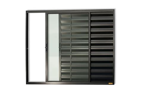 Janela Veneziana em Alumínio Confort 3 Folhas sem Grade 100x120cm Preta