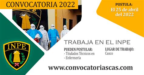 CONVOCATORIA INPE CAS 1 Plaza Enfermería Empleos Públicos 2022 Perú