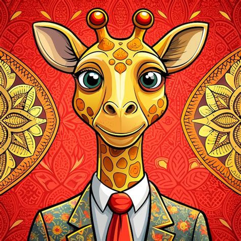 Una Jirafa Con Un Traje Y Corbata Que Dice Jirafa Vector Premium