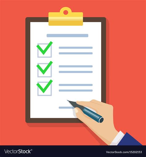 Hand Filling Checklist On Clipboard Royalty Free Vector