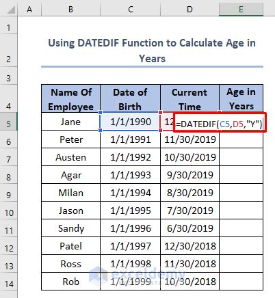 How To Calculate Age Between Two Dates In Excel 6 Methods