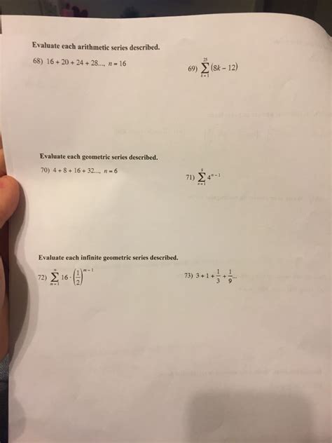 solved evaluate each arithmetic series described 68