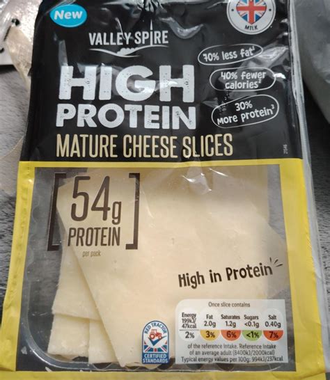 High protein Mature cheese slices Valley Spire kalorie kJ a nutriční