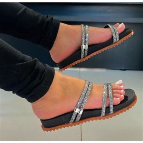 Sandalia Papete Birken Glitter Feminina Dois Em Um Confortavel Brilho