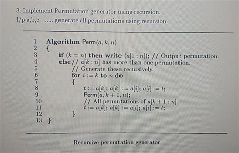 solved 3 implement permutation generator using recursion