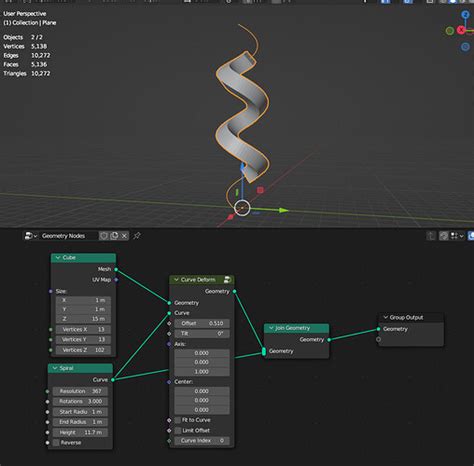 How To Deform Mesh Into Spiral With Geo Nodes Modeling Blender