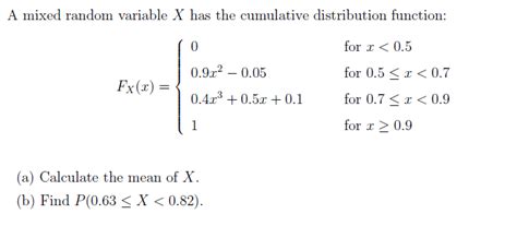 solved a mixed random variable x has the cumulative