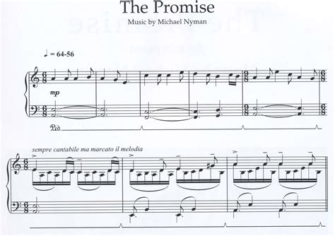 Sheet Music Nyman Michael The Promise Michael Nyman Solo Piano