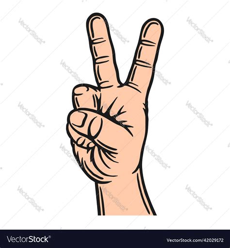 Hand Gesture Peace Sign Colorful Isolated Vector Image