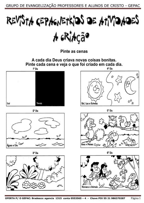 Quando Deus Criou Todas As Coisas Atividades Colorir By Pr Cesar
