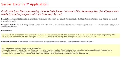 could not load file or assembly oracle dataaccess or one of its dependencies hata İletisinin