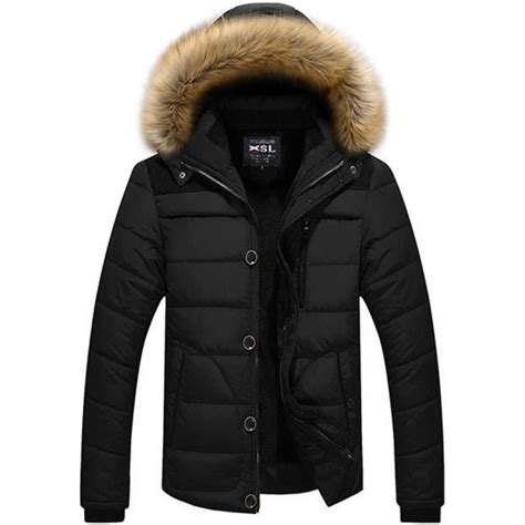 Parka Homme Doudoune Hiver à Capuche Gardant au Chaud Noir Noir