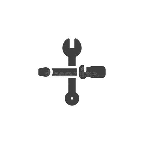 La Llave Y El Destornillador Funcionan El Icono Llenado Las