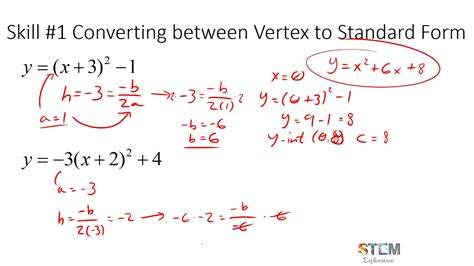 translating standard quadratics to and from vertex form youtube