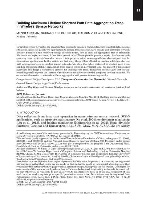 pdf building maximum lifetime shortest path data aggregation trees in wireless sensor networks
