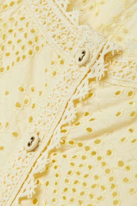 ULLA JOHNSON Suri Crochet Trimmed Broderie Anglaise Cotton Voile Blouse