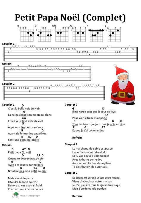 Tablature accords guitare petit garçon noël Artofit