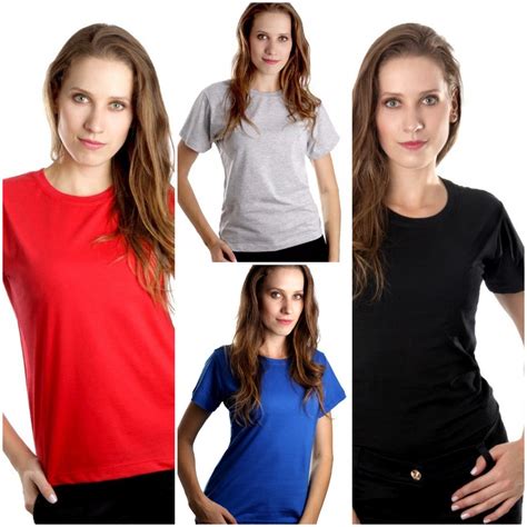 Camiseta Feminina Baby Look 100 Algodão Camisa Fio Penteado 30 1 Lisa