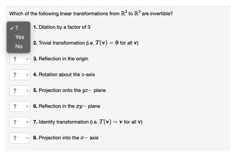 solved which of the following linear transformations from r3