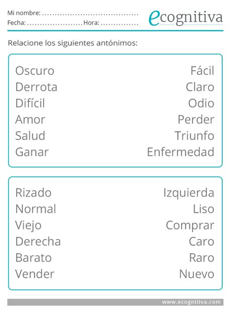 Ejercicios de Lenguaje para mayores Estimulación Cognitiva