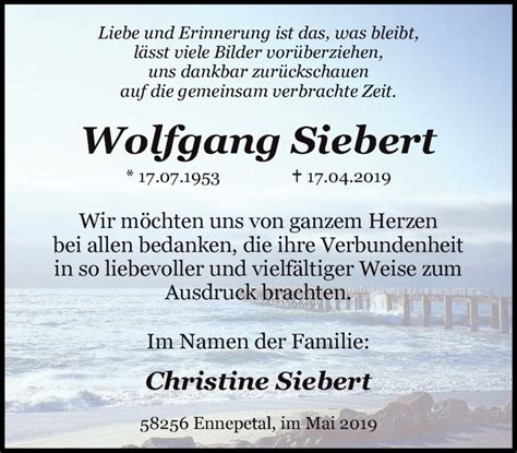 Traueranzeigen Von Wolfgang Siebert Trauer In NRW De