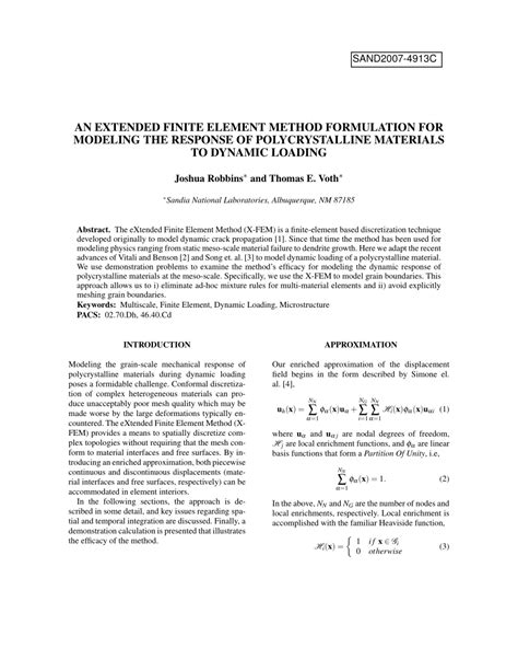 pdf an extended finite element method formulation for modeling the response of polycrystalline