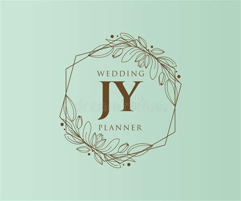 JY Initials Letter Wedding Monogram Logos Collection Hand Drawn Modern