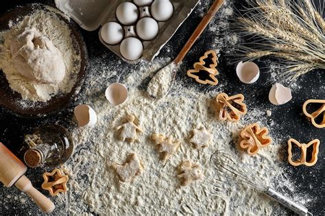 El Proceso De Hacer La Vista Superior De La Cookie Foto Premium