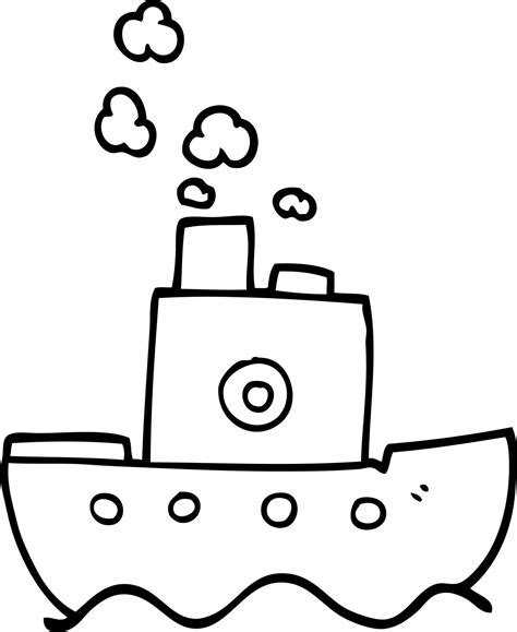Line Drawing Cartoon Ship 12151172 Vector Art At Vecteezy