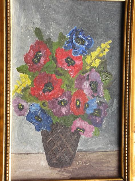 Stary Obraz Olejny z Ramką Bukiet Kwiaty w Wazonie Wałbrzych OLX pl