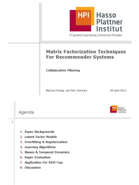matrix factorization techniques for recommender systems collaborative filtering pdf matrix