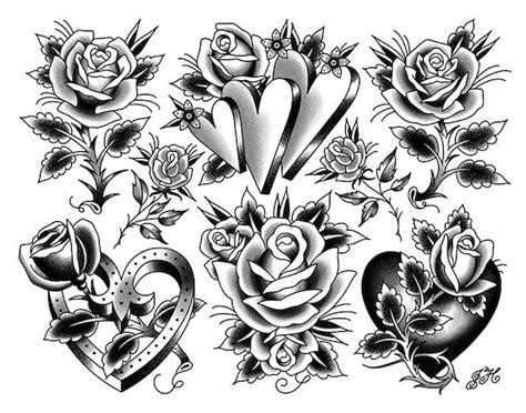 Traditional Black Rose Tattoo Flash