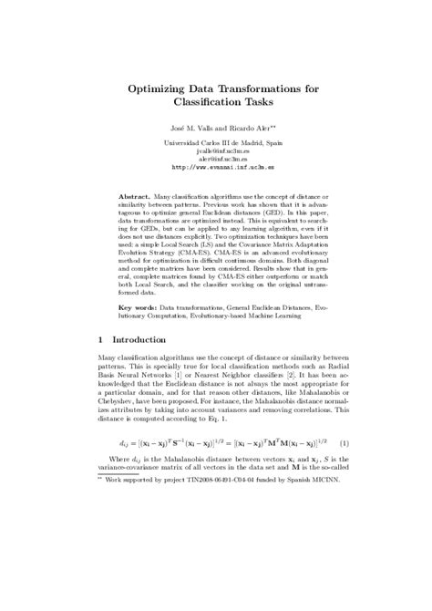 pdf optimizing data transformations for classification tasks r aler