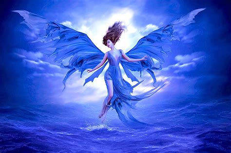 Blue Angel Pretty Wings Angel Heavenly Fantasty Blues Hd
