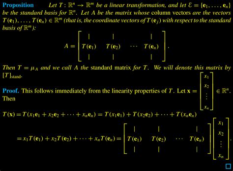 standard matrix of linear transformation