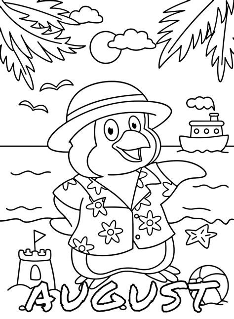 Dibujos de Pingüino y Agosto para Colorear para Colorear Pintar e
