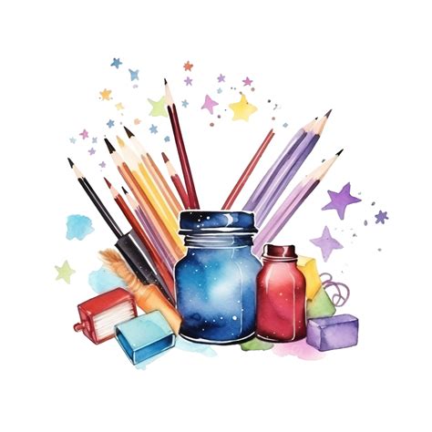 Ilustración Acuarela útiles Escolares Magia PNG Arte Acuarela