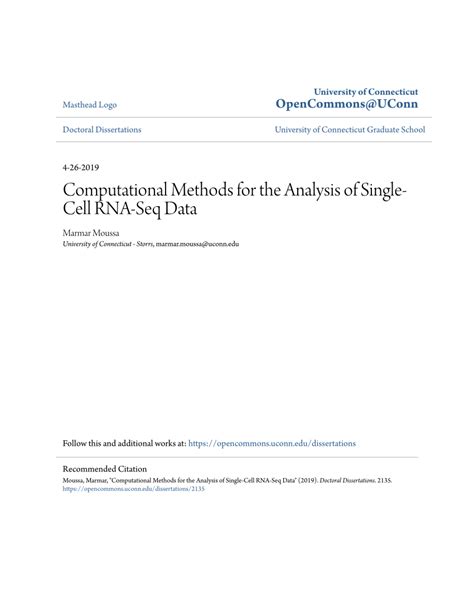 Pdf Computational Methods For The Analysis Of Single Cell Rna Seq Data