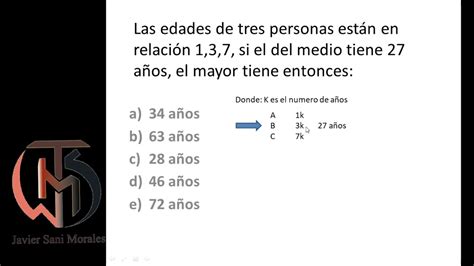 Ejercicio10 Las edades de 3 personas están en relación 1 3 7 YouTube