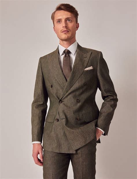 Leinensakko Kollektion Tailored Fit Zweireiher Dunkelgr N