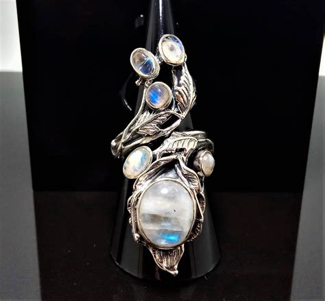 925 Sterling Silver Genuine Moonstone Gemstone Unique Bouquet