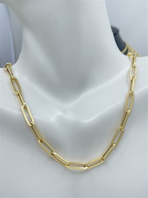 Genuine 10K Gold Paperclip Chain 4 5mm Solid Gold Paper Clip Etsy
