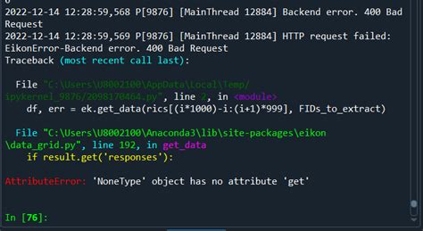 AttributeError NoneType Object Has No Attribute Get Eikon API